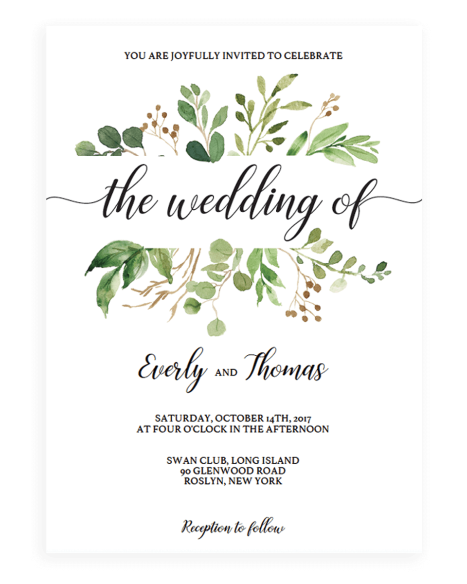 Green Wedding Invitation Templates